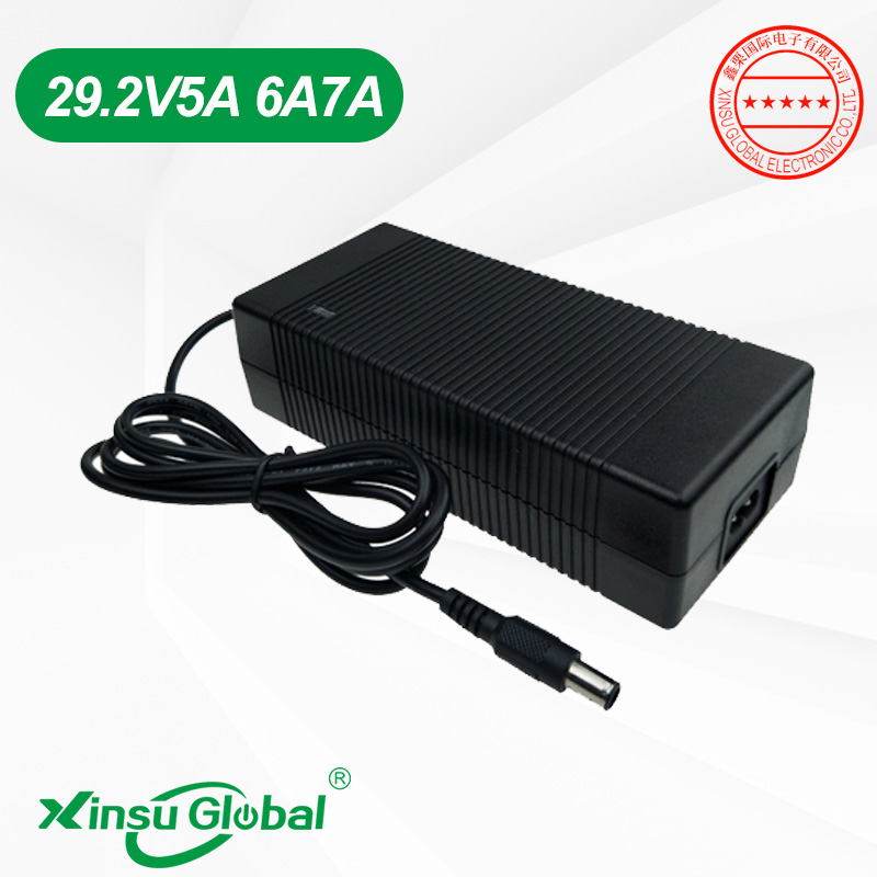 UL PSE KC CCC CE Listed 8-cell 29.2V 5A 7A LiFePO4 battery charger with reverse polarity protection